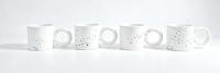 China 4 Pack Speckled White Ceramic Mugs, Modern Large Circular Ring Handle Coffee Cup Set for sale