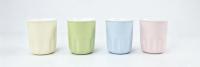 China 4‑Pack Pastel Ribbed Ceramic Tumbler Cups, No‑Handle Multi‑Color Drinking Cup Set for sale