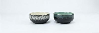 China 2‑Pack Reactive Glaze Ceramic Bowls, Rustic Speckled Round Serving Bowl Set for sale