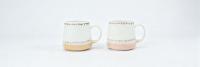 China 2‑Pack Reactive Glaze Ceramic Mugs, Drip‑Edge Two‑Tone Coffee Mug Set for sale