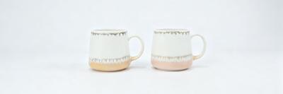 China 2‑Pack Reactive Glaze Ceramic Mugs, Drip‑Edge Two‑Tone Coffee Mug Set for sale