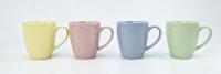 China 4‑Piece Pastel Embossed Ceramic Mug Set, Boho Textured Coffee Cups for sale