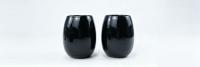 China 2‑Pack Glossy Black Ceramic Vase Set, Modern Oval Decorative Vases for sale