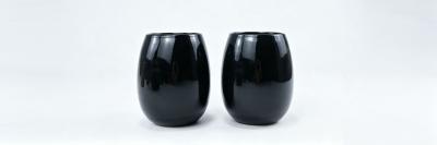 China 2‑Pack Glossy Black Ceramic Vase Set, Modern Oval Decorative Vases for sale
