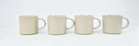 China 4‑Piece Cream Embossed Ceramic Mug Set, Neutral Textured Coffee Mugs for sale