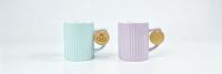 China 2‑Pack Pastel Vertical Ribbed Ceramic Mugs, Mint & Lavender Textured Coffee Cup Set for sale