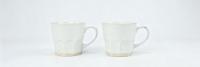 China 2‑Pack Speckled White Embossed Ceramic Mugs, Farmhouse Rustic Coffee Cup Set for sale