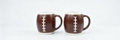 China 2‑Pack 3D Football‑Shaped Ceramic Mugs, Sports Themed Coffee Cup Set for Game Day for sale