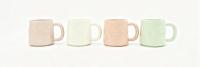 China 4‑Pack Embossed Pastel Ceramic Mugs, Curved Body Coffee Cup Set with Chunky Handles for sale