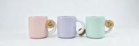 China 3‑Pack Pastel Chunky Handle Ceramic Mugs, Solid Color Coffee Mug Set with Contrast White Handles for sale