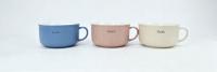 China 3‑Pack Large Ribbed Soup Mugs, Inspirational Word Ceramic Bowl‑Cup Set with Handle for sale