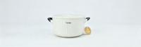 China Large Ribbed Ceramic Soup Bowl with Lid & Dual Handles, Twinkle Printed Noodle Bowl for sale
