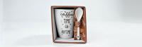 China Coffee Time Is Anytime Ceramic Mug Gift Set, Single Mug with Ceramic Spoon and Decorated Gift Box for sale