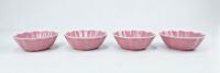 China Pink Scalloped Ceramic Bowls Set of 4, Flower‑Shaped Small Serving Bowls for sale