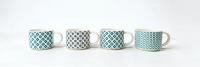 China 8‑Piece Geometric Pattern Short Ceramic Mug Set, Moroccan‑Style Coffee Cups for sale