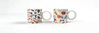 China 2‑Pack Floral Print Ceramic Mugs, Large Circular Handle Flower Coffee Cup Set for sale