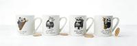 China 4‑Pack Animal Hug Ceramic Mugs, Sweet Family Quote Coffee Cup Set for sale