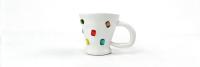 China Colorful Gem‑Accent Ceramic Coffee Mug, White Decorative Jewel Cup for sale