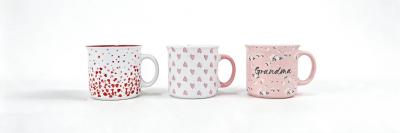 China Camp‑Style Ceramic Coffee Mug, Sweet Heart & Floral Pattern Tea Cup, Sentimental Gift for Grandma, Women, Mother’s Day Present for sale