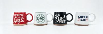 China Mom and Dad Themed Ceramic Coffee Mug Set of 4, Short Wide Family Tea Cups, Mother’s Day Father’s Day Gift for sale