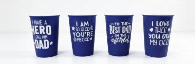 China Father’s Day Ceramic Tumbler Cup Set of 4, Inspirational Dad Quote Navy Blue Water Cups, Gift for Dad for sale