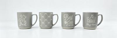 China Father’s Day Speckled Grey Ceramic Coffee Mug Set of 4, Dad Quote Tea Cups with Handle, Gift for Dad for sale