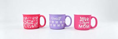 China Mother’s Day Matte Ceramic Coffee Mug Set of 3, Mom Quote Tea Cups with Handle, Gift for Mom Mama for sale