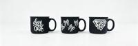 China Father’s Day Matte Black Ceramic Coffee Mug Set of 3, Short Wide Tea Cups with Handle, Gifts for Dad Papa for sale