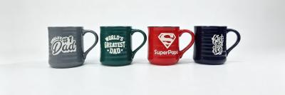 China Father’s Day Dad Quote Ceramic Coffee Mug Set of 4, Embossed Text Tea Cups Gift for Dad Papa for sale
