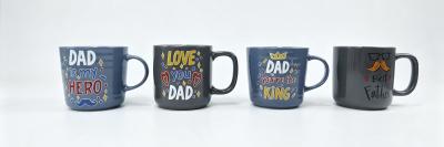 China Father’s Day Dad Quote Ceramic Coffee Mug Set of 4, Colorful Printed Tea Cups Gift for Father for sale
