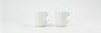 China 2 Pack White Porcelain Coffee Mugs, Vintage Fluted Ceramic Tea Cups With Scroll‑Shaped Handle for sale