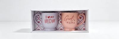 China 2 Pack I Love My Mom & Girl Mama Ceramic Mugs, Mother’s Day Gift Mug Set with Gift Box for sale