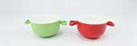 China Dual‑Handle Ceramic Soup Bowls, Colorful Oven‑Safe Serving Bowl Set for sale