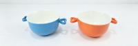 China Dual‑Handle Ceramic Soup Bowls, Colorful Oven‑Safe Serving Bowl Set for sale
