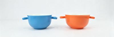 China Dual‑Handle Ceramic Soup Bowls, Colorful Oven‑Safe Serving Bowl Set for sale