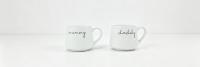 China Mummy & Daddy Ceramic Mug Set, Speckled White Couple Coffee Cups for sale