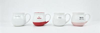China Family Mom & Grandma Speckled Ceramic Mug Set, Heart‑Embossed Coffee Cups for sale