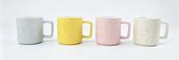 China Matte Gold Speckled Ceramic Mug Set, 4‑Pack Square Handle Coffee Cups for sale