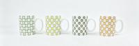 China Checkerboard Daisy Floral Ceramic Mug Set, 4‑Pack Colorful Plaid Flower Coffee Cups for sale