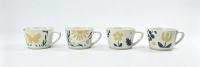 China Boho Floral Butterfly Ceramic Mug Set, 4‑Pack Spring Botanical Coffee Cups for sale