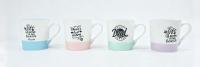 China Speckled Two‑Tone Ceramic Mug Set, 4‑Pack Inspirational Quote Coffee Cups for sale
