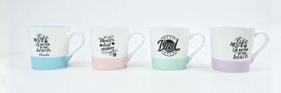 China Speckled Two‑Tone Ceramic Mug Set, 4‑Pack Inspirational Quote Coffee Cups for sale