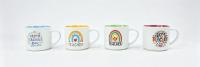 China Rainbow Teacher Appreciation Ceramic Mug Set, 4‑Pack Color Interior Quote Coffee Cups for sale