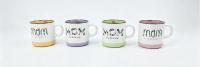 China MOM Floral Letter Ceramic Mug Set of 4, Mother’s Day Inspirational Coffee Cups for sale