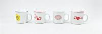 China Valentine & Mother's Day Love Quote Ceramic Mug Set of 4, Enamel‑Style White Coffee Cups for sale