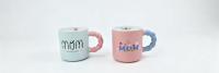 China Mom Floral Ceramic Mug Set of 2, Braided Twist Handle Mother’s Day Coffee Cups for sale