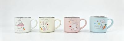 China Cute Rabbit Ceramic Mug Set of 4, Hello Bunny Cartoon Coffee Cups for sale