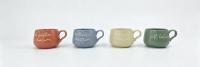 China Inspirational Word Ceramic Mug Set of 4, Round Bulky Positive Quote Coffee Cups for sale