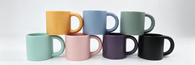 China Matte Solid‑Color Ceramic Mug Set of 7, Chunky Big‑Handle Coffee Cups for sale