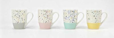 China Terrazzo Print Ceramic Mug Set of 4, Color‑Block Speckled Coffee Cups for sale